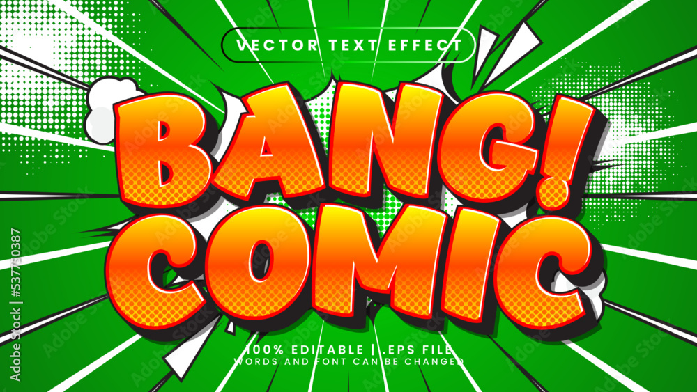 Vetor de Bang comic illustrator text effect with cartoon and kids text ...