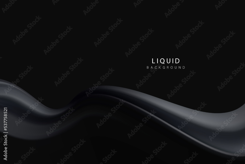 Modern flow vector poster. Fluid waveform on dark background. Design ...