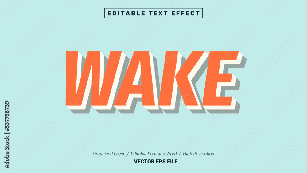 Editable Wake Font Design. Alphabet Typography Template Text Effect ...