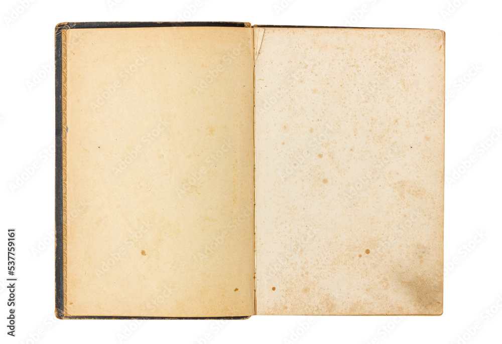 Aged sheets of paper. Antique book. Open book with blank pages. Stock ...