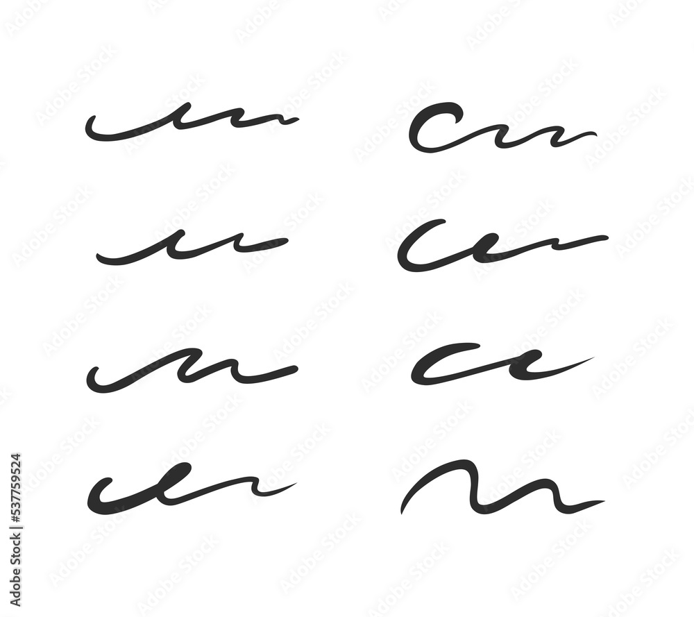 Curly swishes, swashes, swoops hand drawn collection. Calligraphy swirl ...