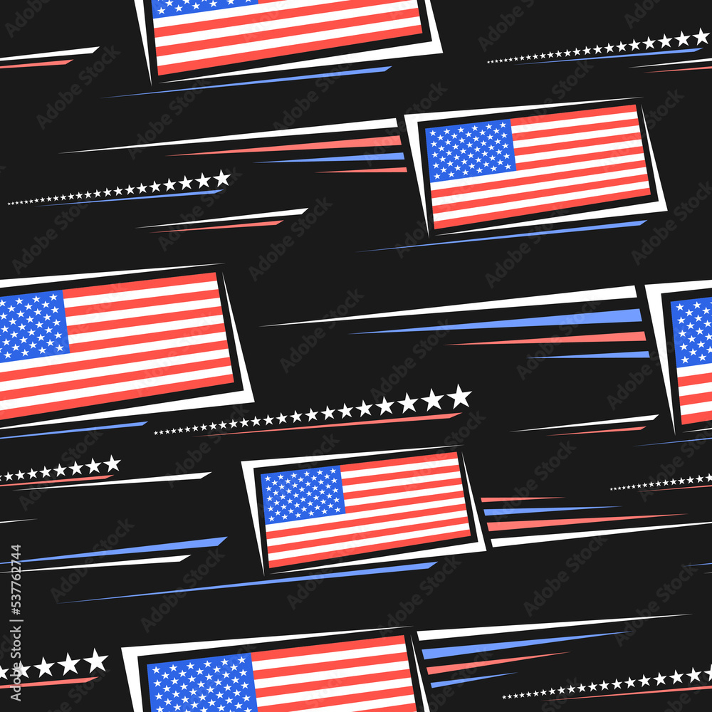 Vector American Flags seamless pattern, square repeating background ...