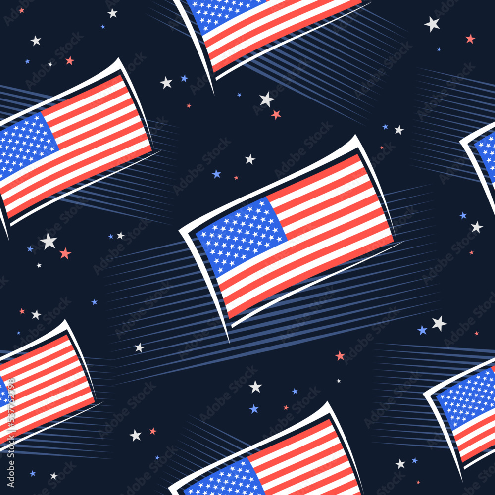 Vector American Flags seamless pattern, square repeating background ...