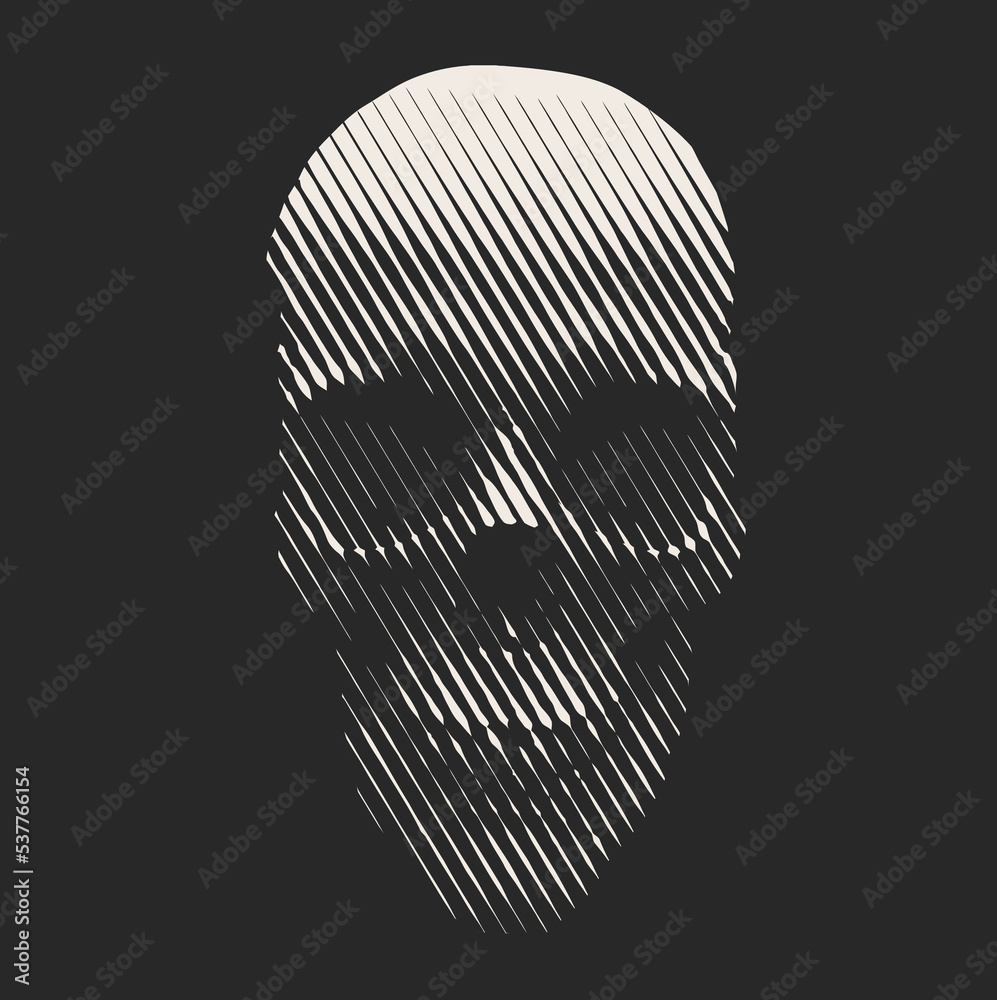 Vector skull line art. Human skull artistic illustration made by ...