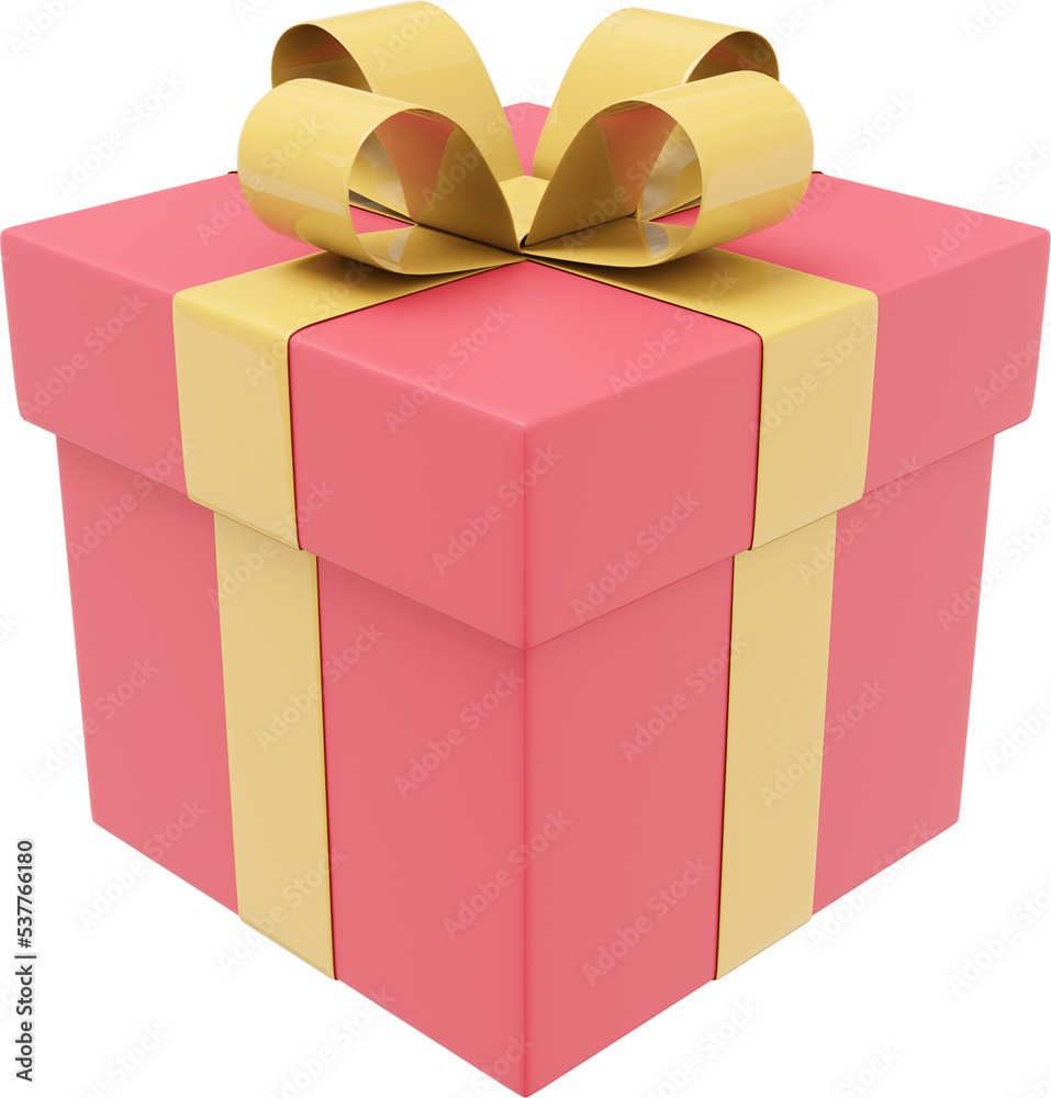 Realistic red gift box with ribbon. 3D rendering. PNG Icon on ...