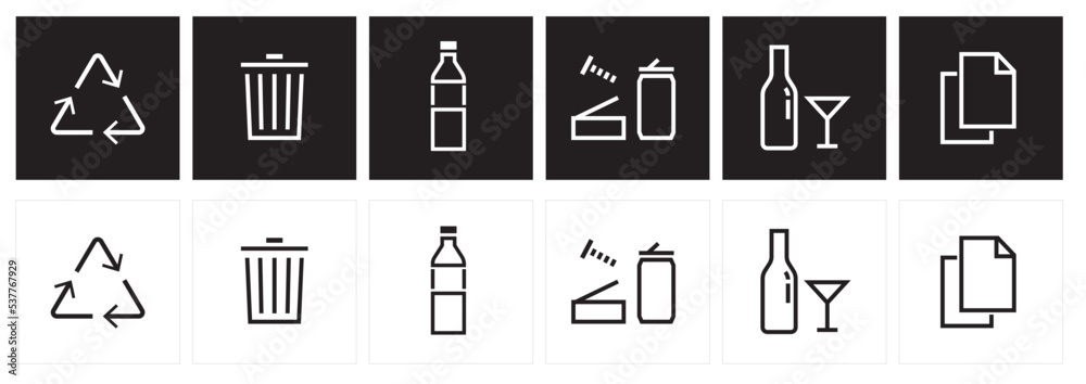 symbols and signs for recyclable waste. recycle pictograms. Stock ...
