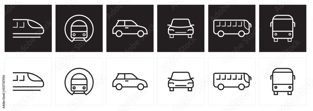 set of Public transportation icons. Stock Vector | Adobe Stock