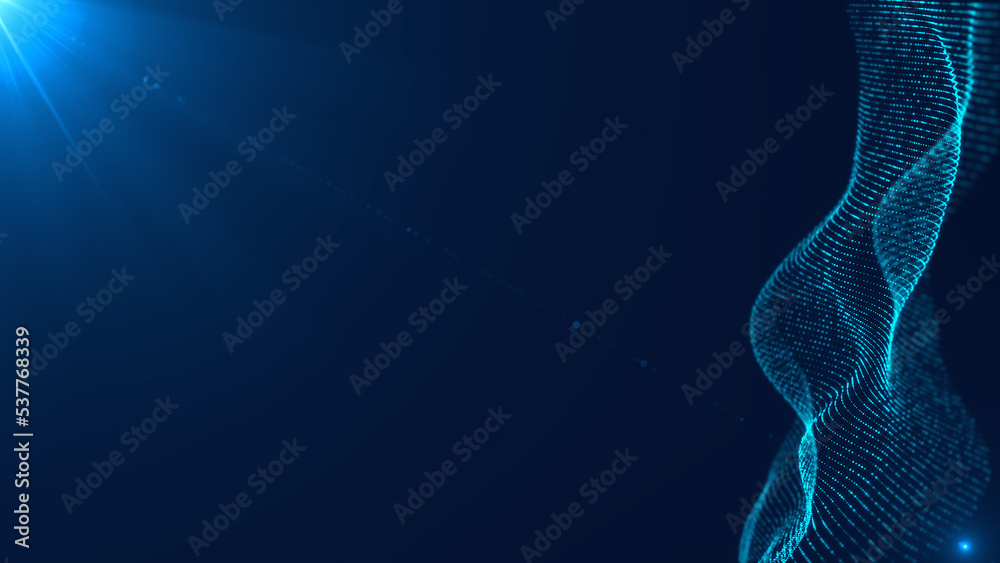 Blue wave particles background, Blue flowing particles background ...