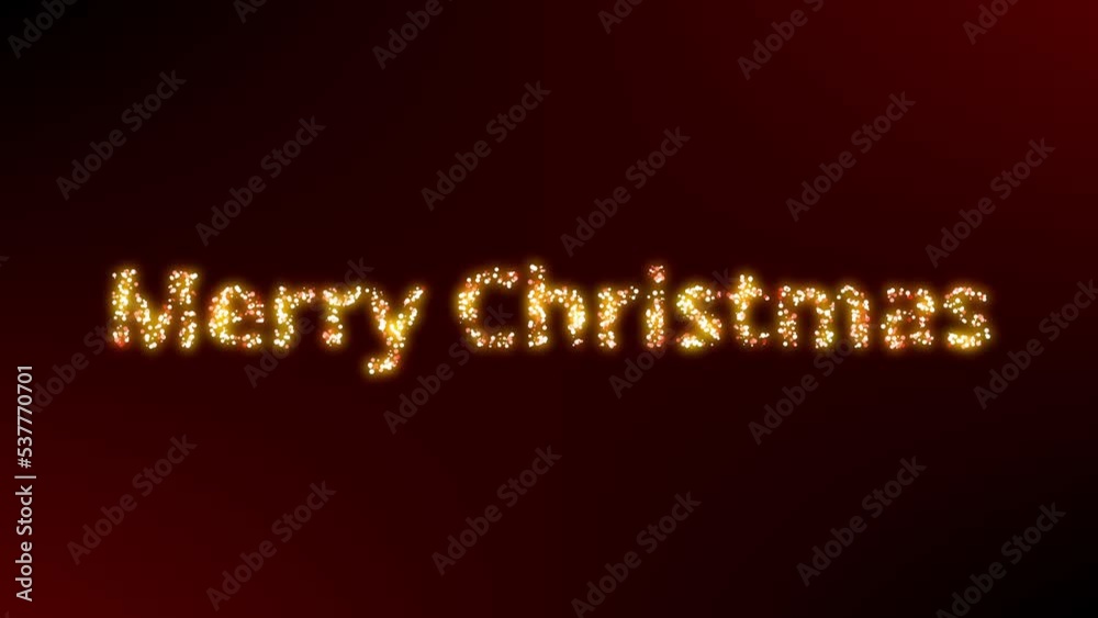 Merry Christmas golden text animation with sparkling Christmas letters ...