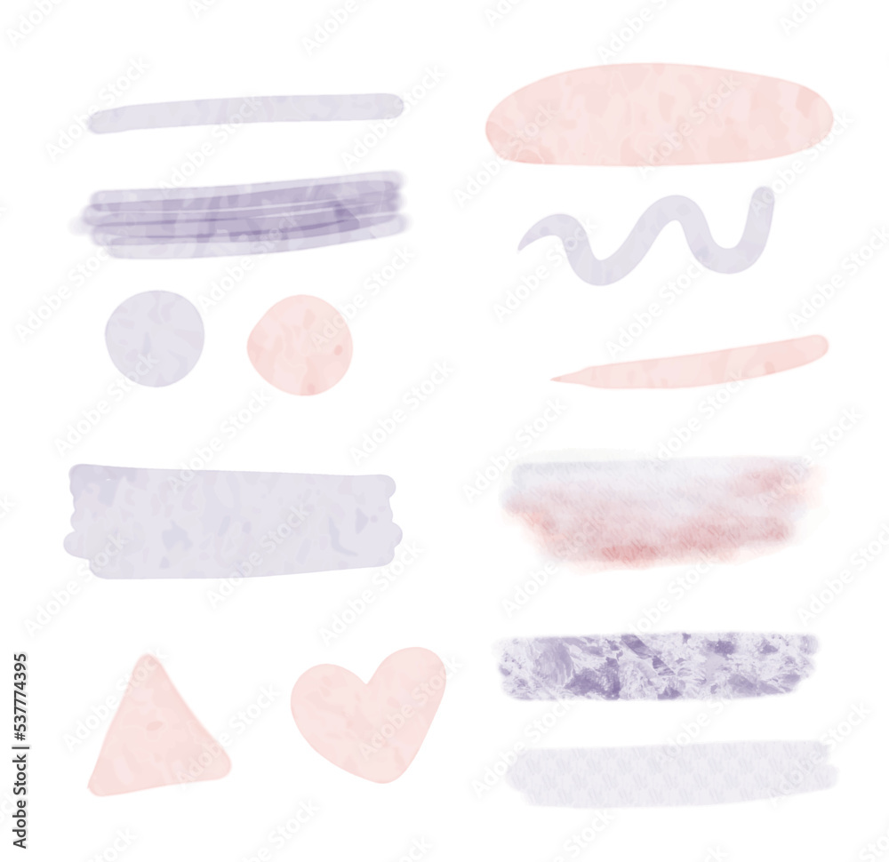 Watercolor set of pink and purple stroke and brush Stock Vector | Adobe ...