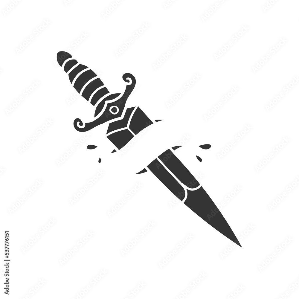 Tattoo Dagger Icon Silhouette Illustration. Design Vector Graphic ...