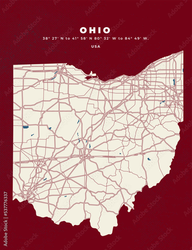 Ohio - USA map vector poster flyer Stock Vector | Adobe Stock