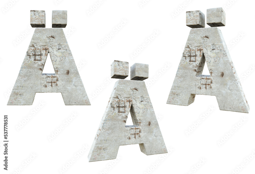 Ilustrace „3D font with transparent background. Damaged Concrete ...