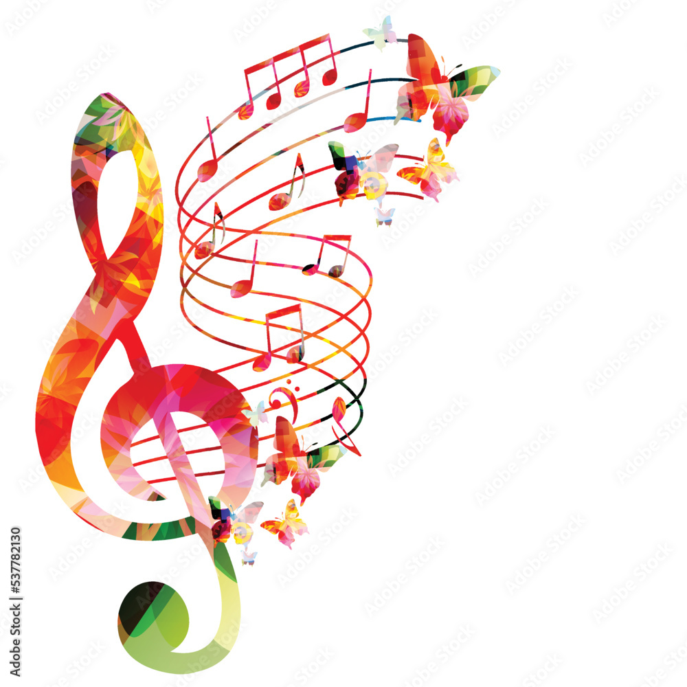 Colorful Musical Notes Background Colorful Music Background With Notes