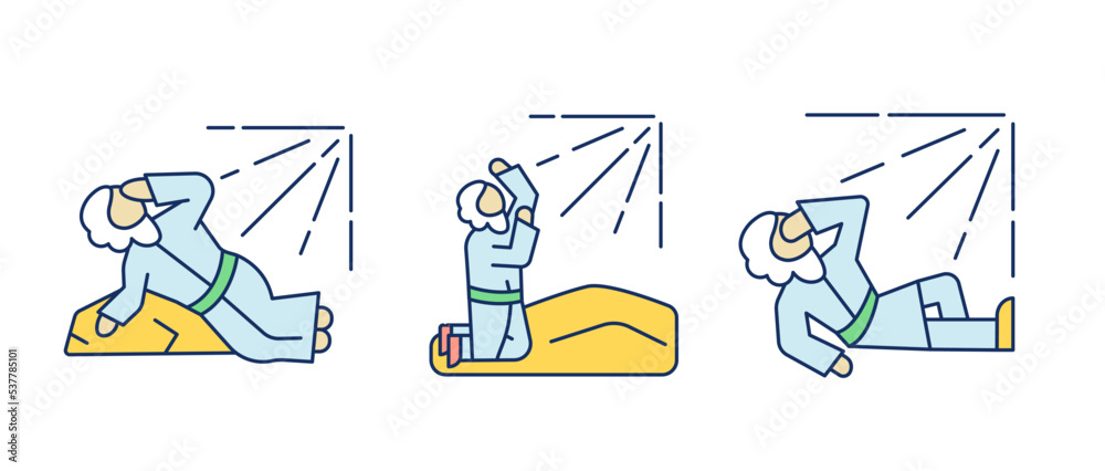 Saint Saul conversion RGB color icons set. Biblical character ...