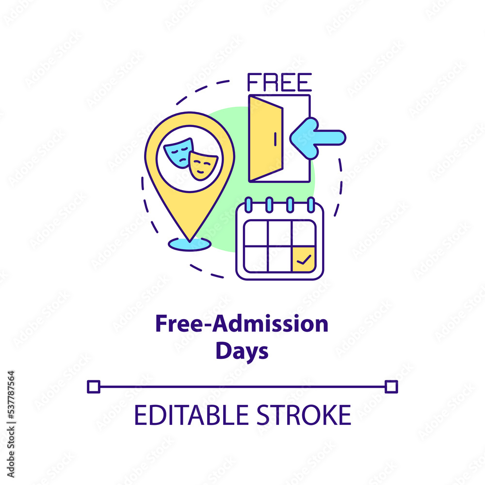 Free-admission days concept icon. Visiting ticket without payment ...