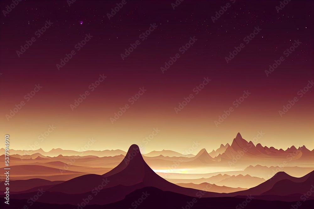 Mars surface, alien planet landscape. Night space game background with ...
