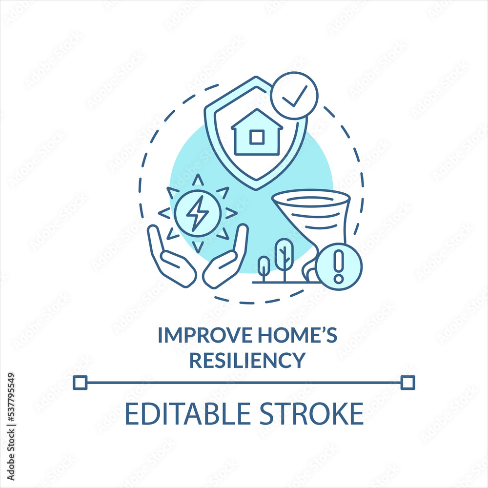Improve home resiliency during power outages turquoise concept icon ...