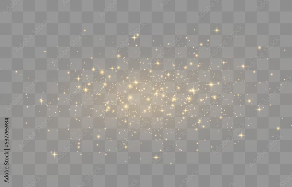 Magical light dust, dusty shine. Flying particles of light. Christmas light effect. Sparkling ...