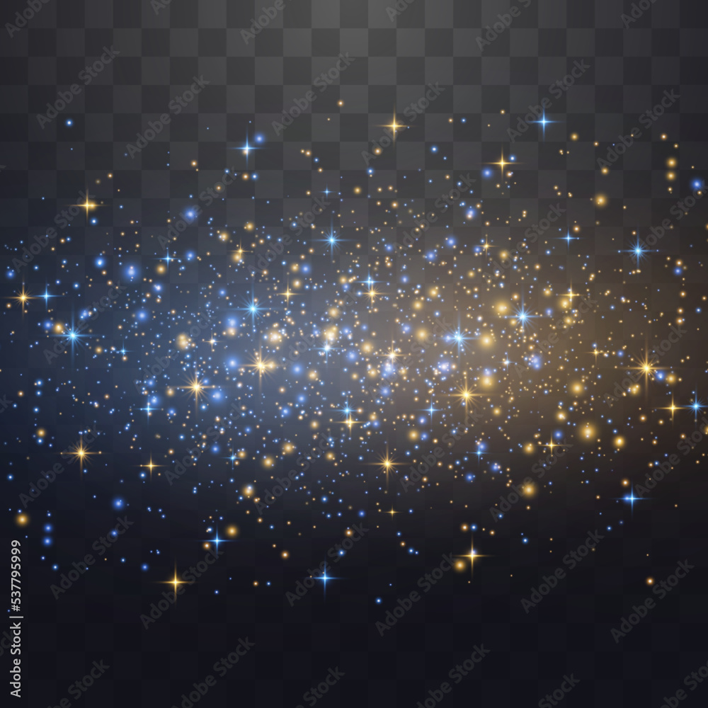 Magical light dust, dusty shine. Flying particles of light. Christmas ...