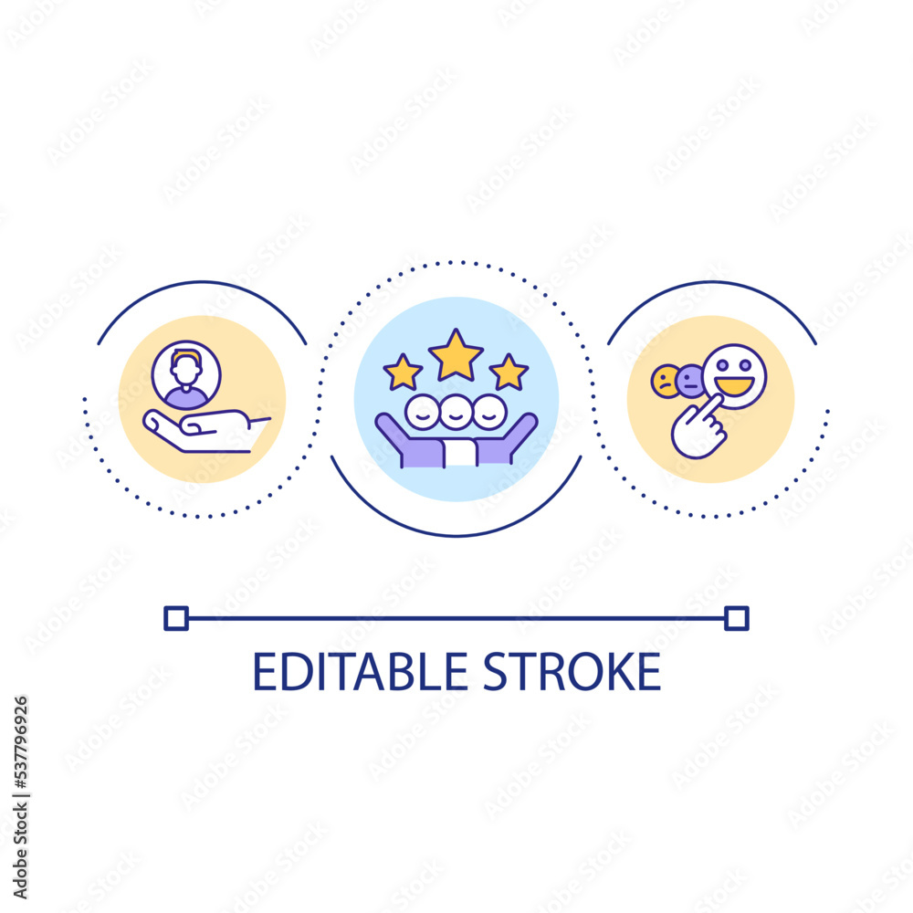 Satisfied client feedback loop concept icon. Positive customer ...