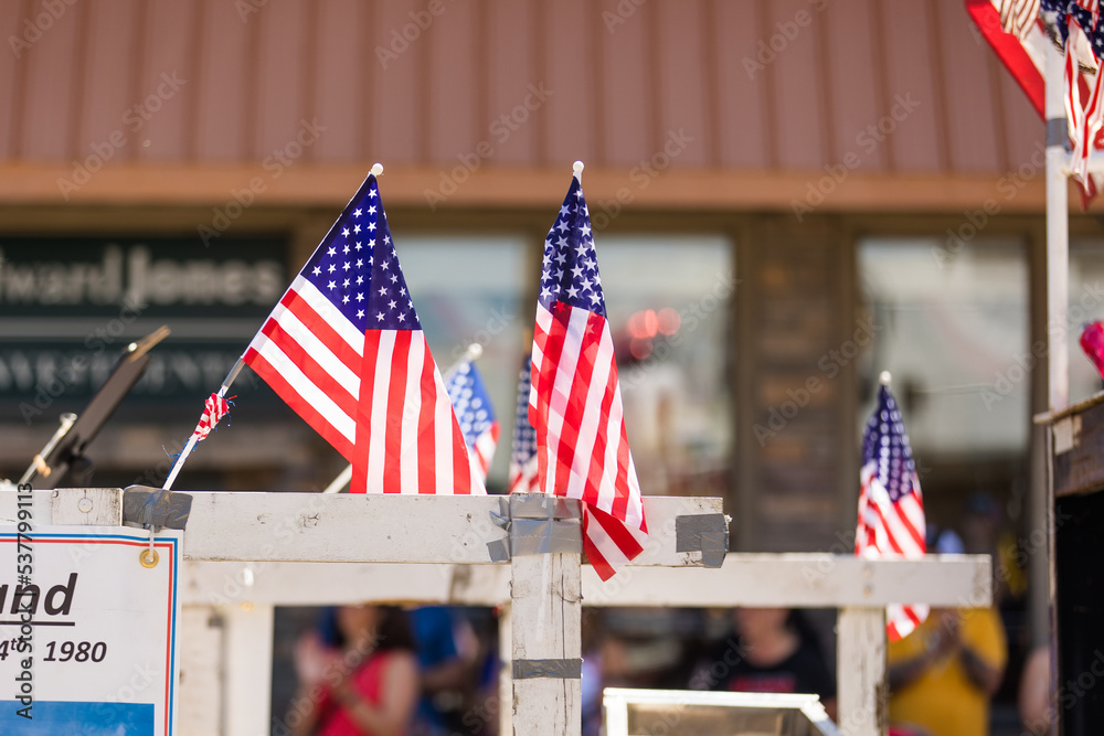 American Flags on Fourth of July Parade Float Stock Photo | Adobe Stock