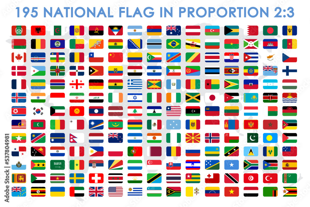 All national flags of the world with names - high quality vector flag ...