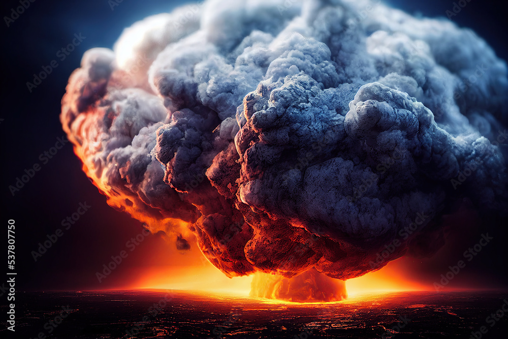 3d Rendering of concept of a third nuclear world war with giant bombs ...
