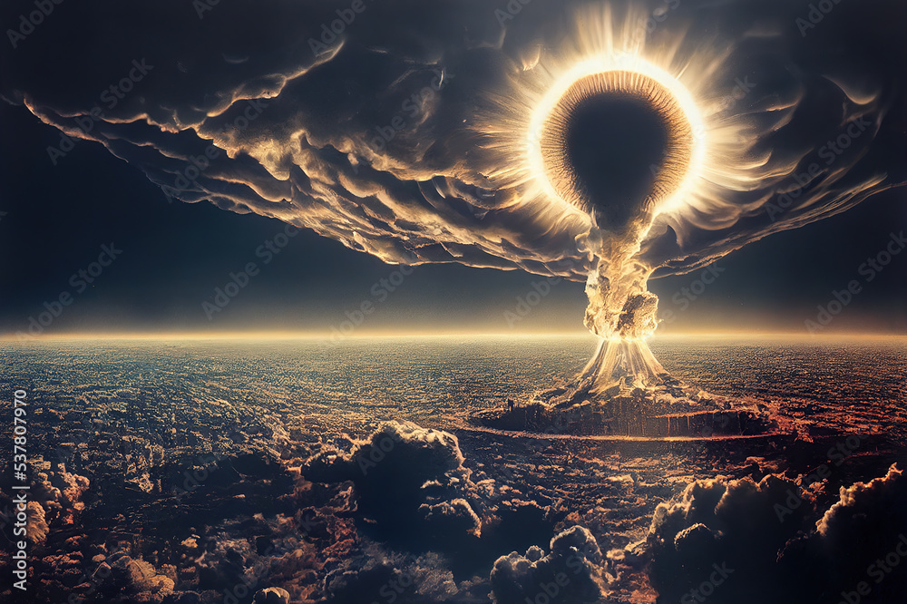 3d Rendering of concept of a third nuclear world war with giant bombs ...