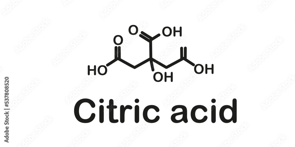 Chemical structure of citric acid. Vector illustration Stock Vector ...