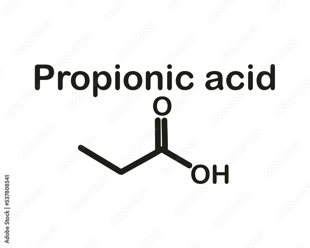 Chemical structure of propionic acid. Vector illustration Stock Vector | Adobe Stock