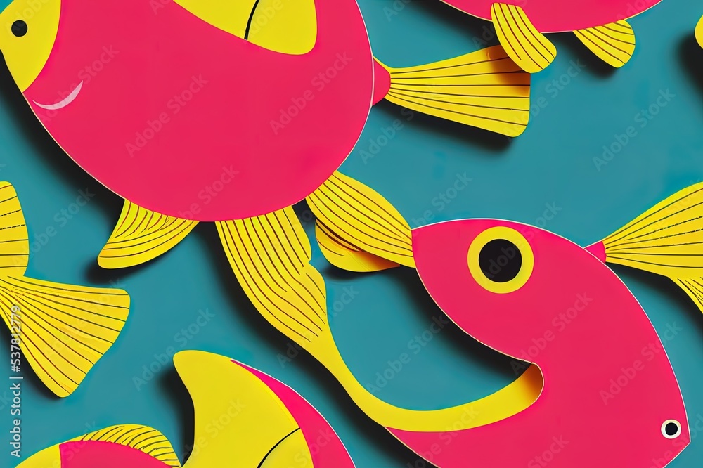 Cute fish. Kids background. Seamless pattern. Stock Illustration ...