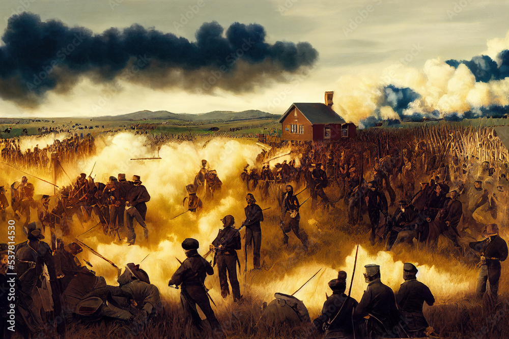 Cinematic digital artwork featuring the civil war in America in 1860s ...
