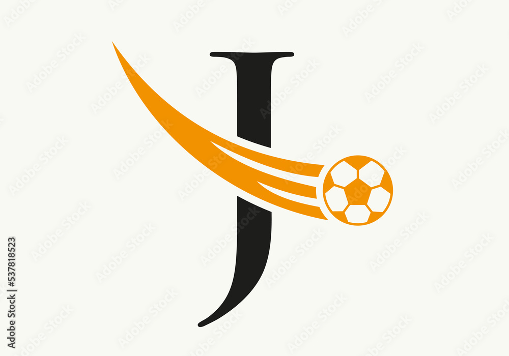 Vetor de Letter J Soccer Football Logo. Soccer Club Symbol Concept Of ...