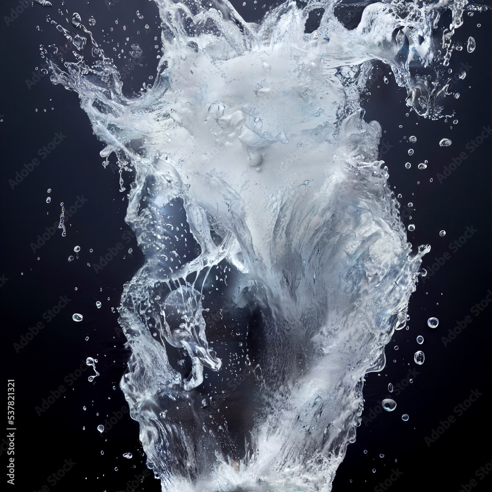 Abstract water splash isolated on black. liquid, bubble and fluid ...