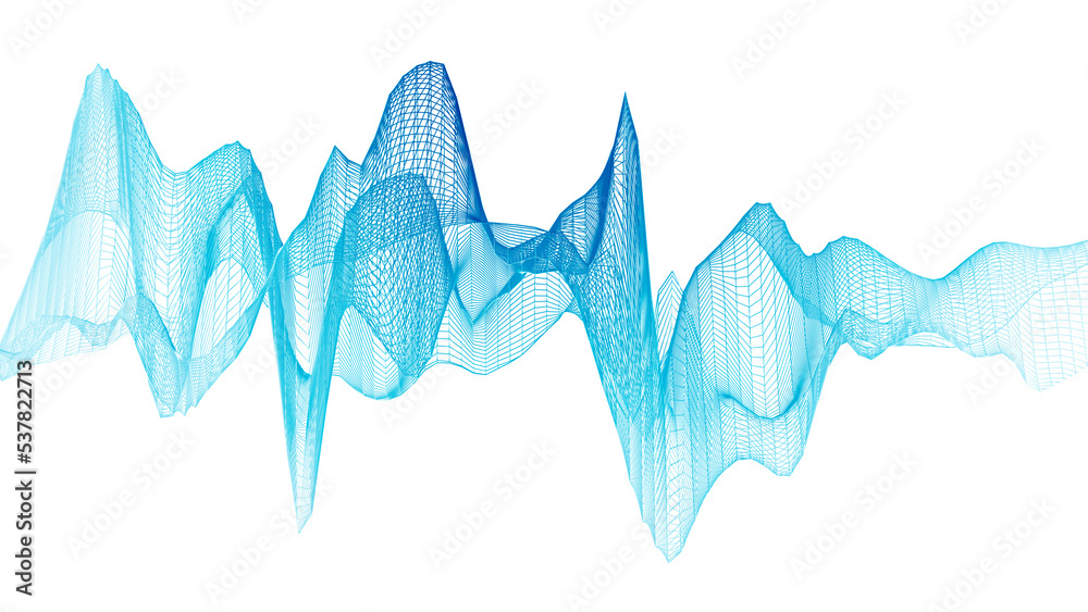 Faded blue gradient abstract wireframe sound wave, visualization of ...
