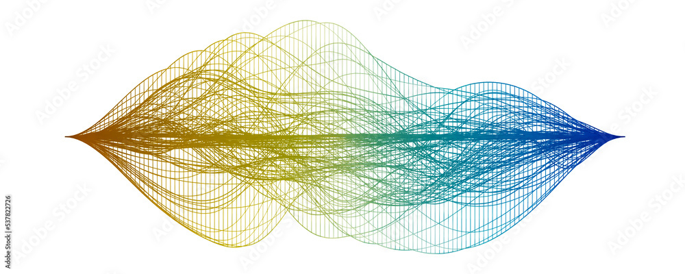 Abstract rainbow wireframe sound wave, visualization of frequency ...