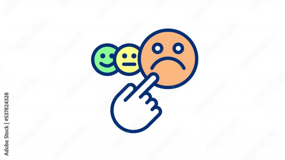 Animated sad emotion RGB color icon. Negative feedback. Unsatisfied ...