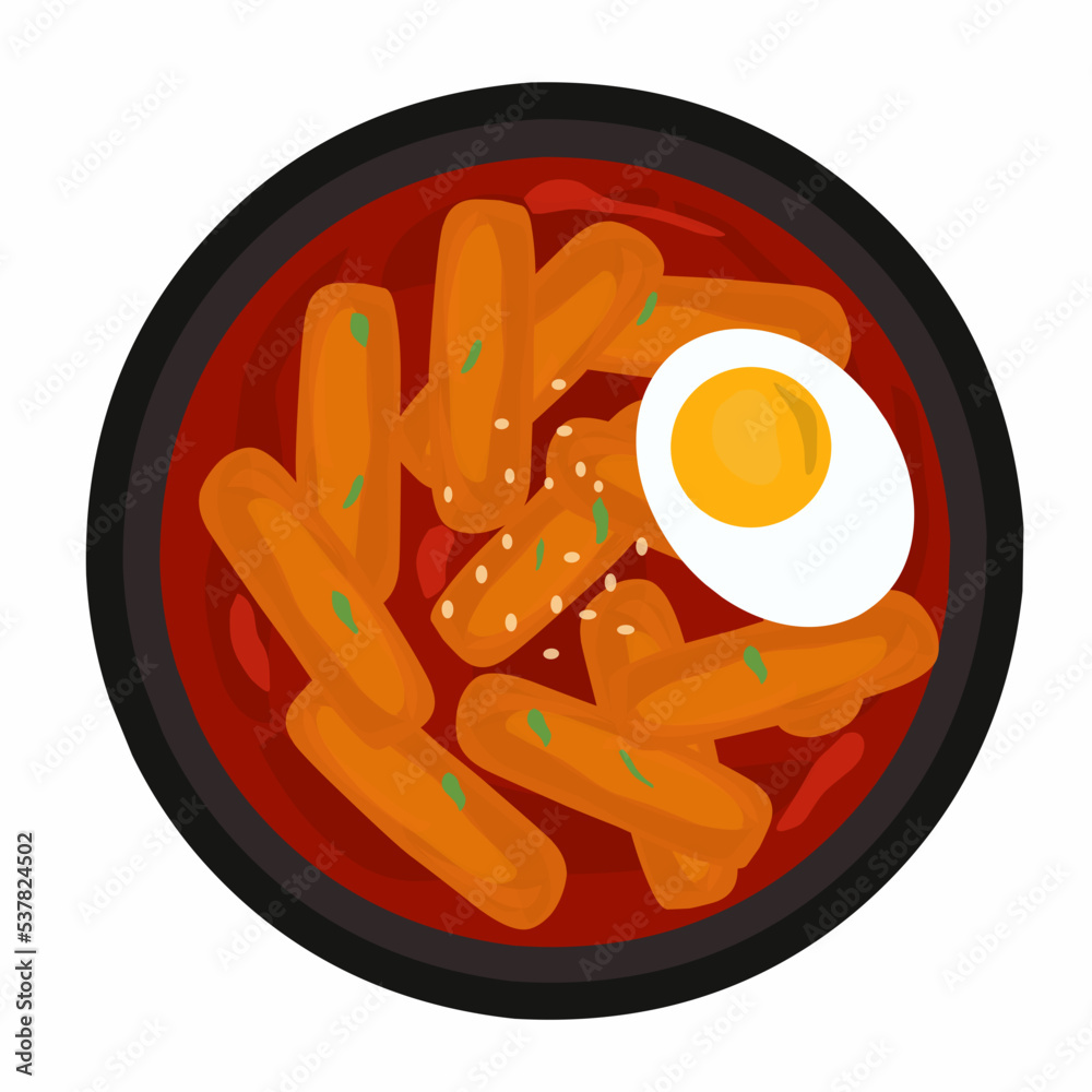 Tteokbokki or Topokki , stir fried rice cake stick, popular Korean ...