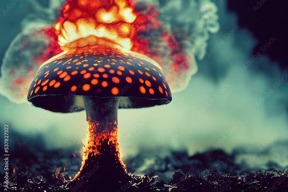 Explosion fire mushroom on a transparent background, on layer in Tif ...