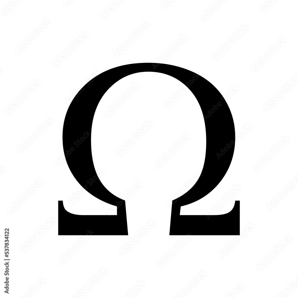 Black omega symbol icon with name. greek alphabet letter Stock Vector ...