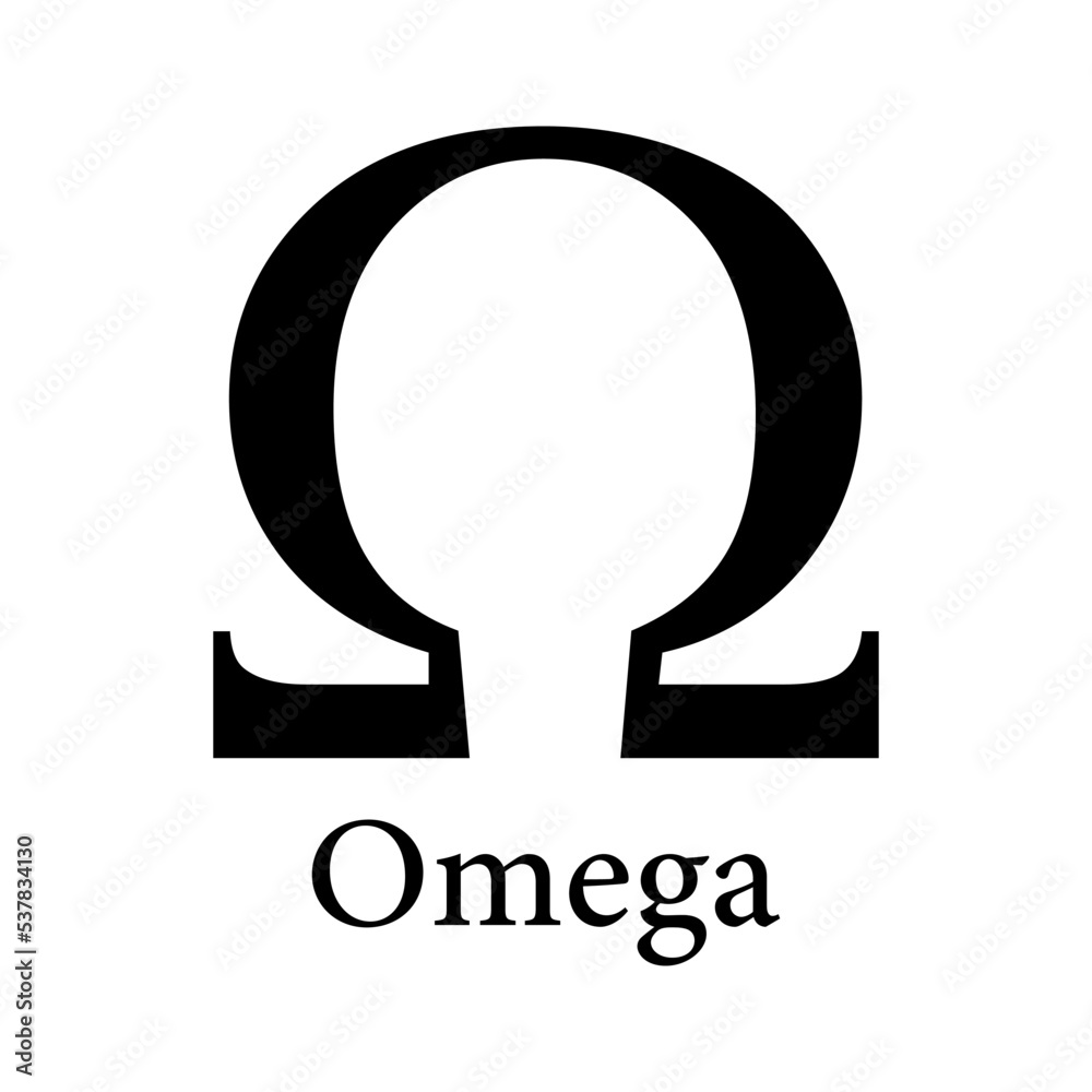 Black omega symbol icon with name. greek alphabet letter Stock Vector ...