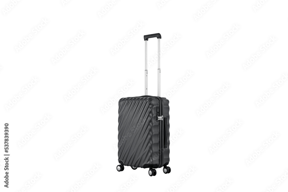 Black plastic suitcase wtih transparent background, vacation luggage in ...