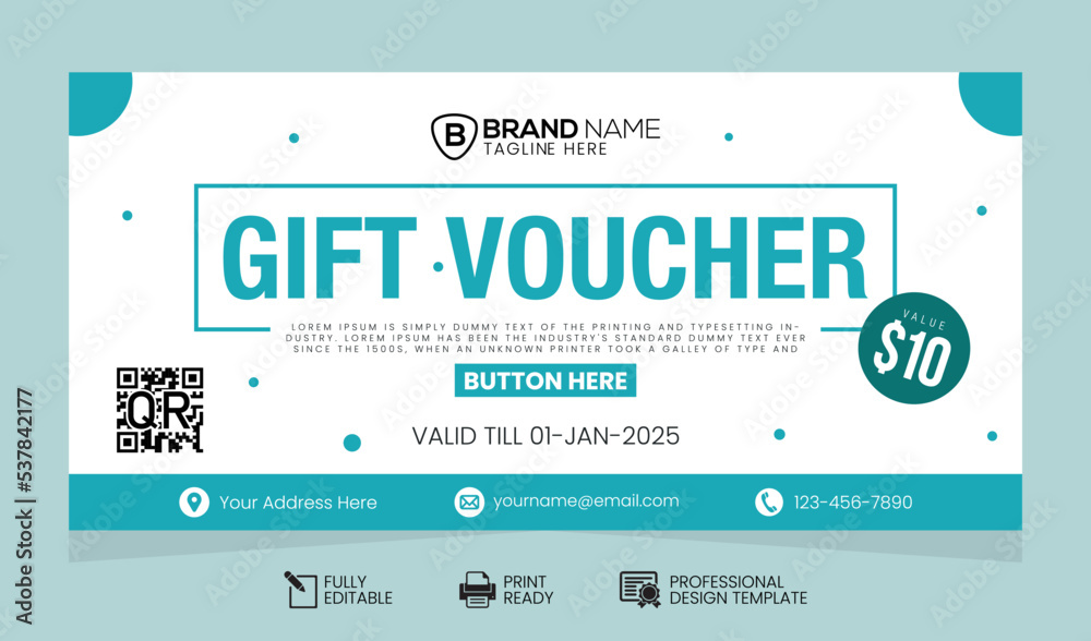 Vector Gift Voucher Design Template. Gift Voucher Template Promotion ...