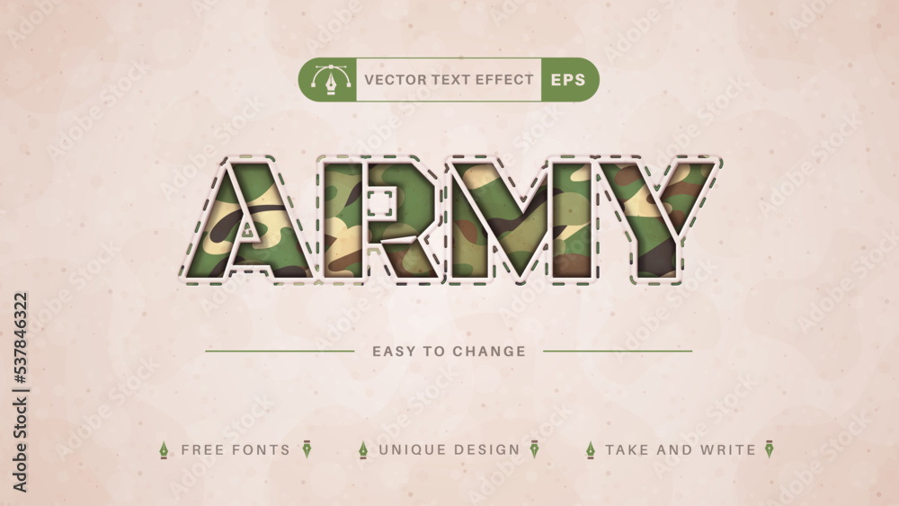 Army - Editable Text Effect, Font Style Stock Vector | Adobe Stock