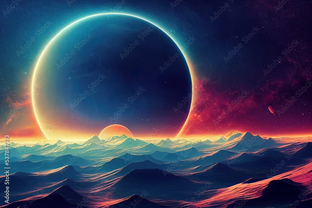 Cosmic landscape, beautiful science fiction wallpaper with endless deep ...