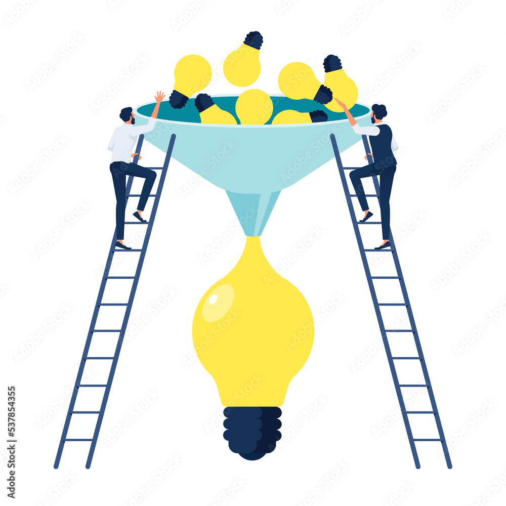 Business people combining their ideas and thoughts to create a bigger ...