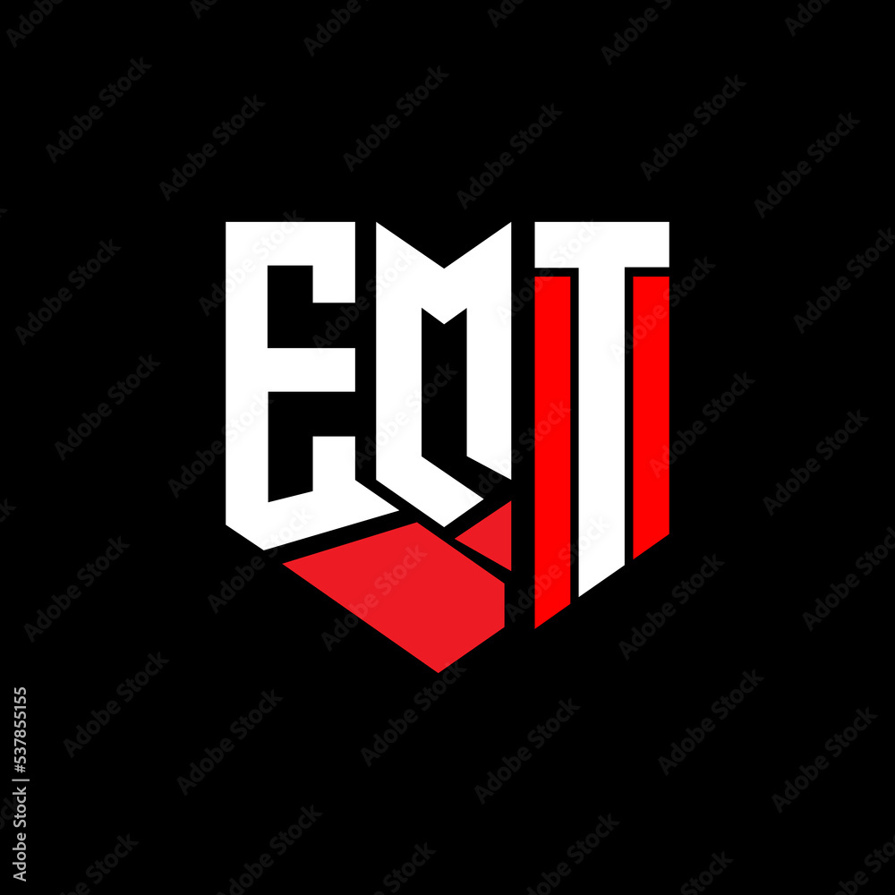 EMT letter luxury logo design on black background. EMT creative ...