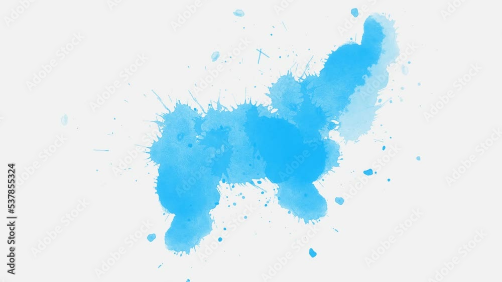 Blue ink drops splatter spilling transition. ink slow motion transition ...