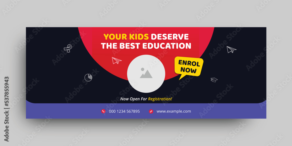school admission education facebook cover page layout. Stock Vector ...
